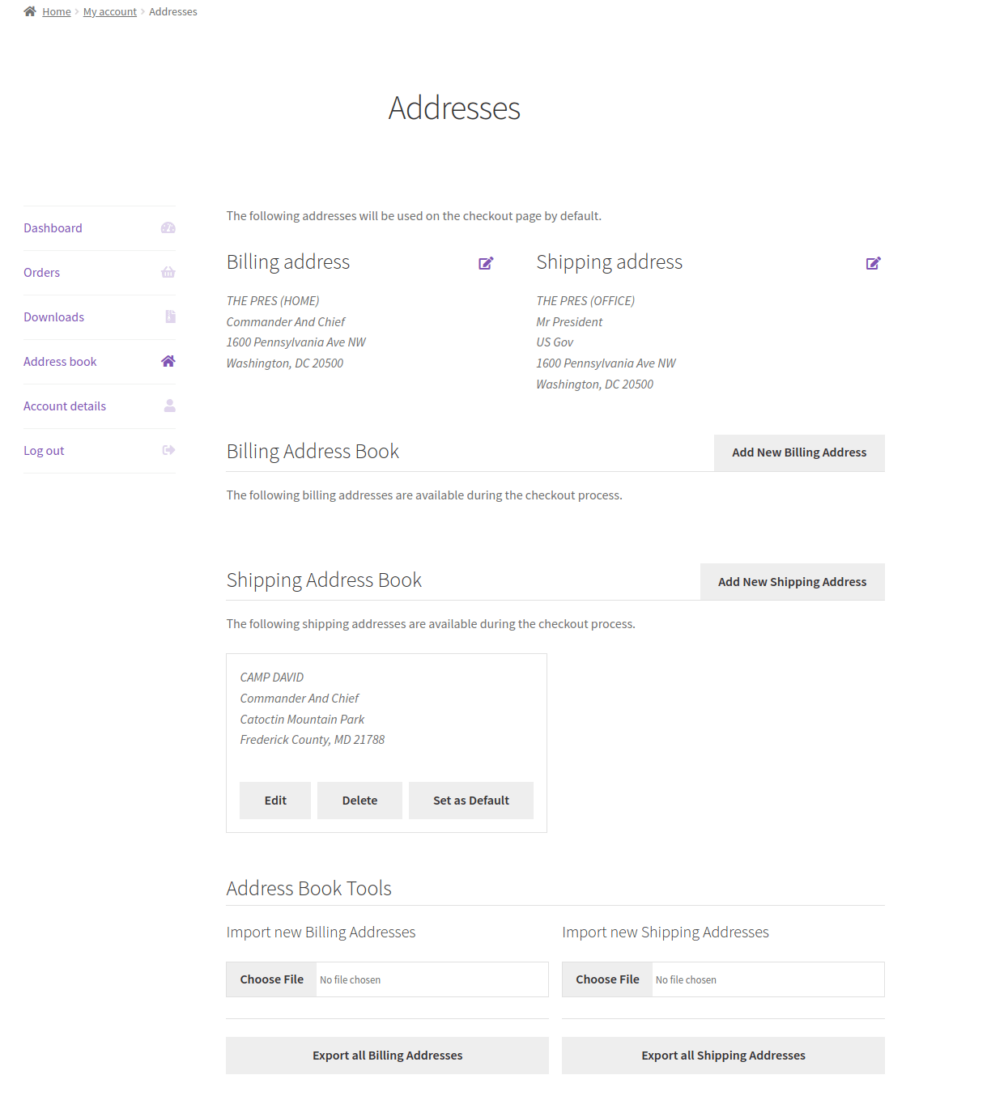 WooCommerce Address Book Plugin | Import/Export Addresses