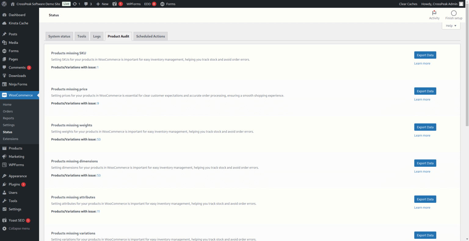 Woo Product Audit Plugin | CrossPeak Software Blog